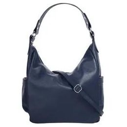 Shopper Samantha Look, Damen, Gr. B/H/T: 35cm x 25cm x 10cm onesize, blau, Leder, unifarben, Taschen Shopper, echt Leder, Made in Italy