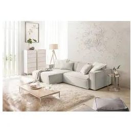 Ecksofa 3C Candy "Matteo in elegant, kubischer Formensprache, bequem, L-Form", silber, B:276cm H:72cm T:168cm, 95% Polyester, 5% Nylon, Sofas, Ecksofa, mit auff&auml;lliger Kedernaht, Feincord-Bezug, Lounge-Charakter