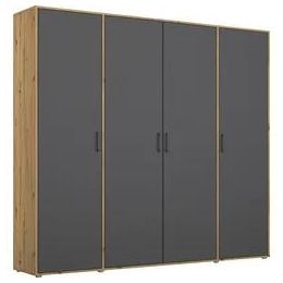 Kleiderschrank Rauch "VOYAGER Garderobe W&auml;scheschrank TOPSELLER Schlafzimmer", grau (eiche artisan, graumetallic, griffe graumetallic), B:187cm H:194cm T:53cm, Holzwerkstoff, Schr&auml;nke, Kleiderschrank, mit 2 modernen Griffvarianten, viel Stauraum MADE IN GERMANY