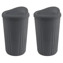 Becher APS "TO GO", grau (anthrazit), H:13,5cm &Oslash;:8,5cm, Kunststoff, Trinkgef&auml;&szlig;e, Becher, &Oslash; 8,5 cm, Inhalt 400 ml, 2-teilig