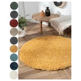 Hochflor-Teppich "My Shaggy", gold (goldgelb), H:37mm &Oslash;:120cm, Polypropylen (PP), MyFlair M&Ouml;BEL & ACCESSOIRES, Teppiche, Shaggy, Uni Farben, leicht gl&auml;nzend, Microfaser, extra flauschig