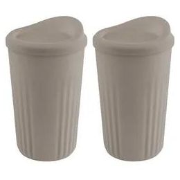 Becher APS "TO GO", braun (mokka), H:13,5cm &Oslash;:8,5cm, Kunststoff, Trinkgef&auml;&szlig;e, Becher, &Oslash; 8,5 cm, Inhalt 400 ml, 2-teilig