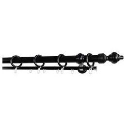 Gardinenstange Garesa "STANDARD", schwarz, L:270cm &Oslash;:28mm, Holzwerkstoff, Kunststoff, Gardinenstangen, Vorhanggarnitur, Kunststoff, verl&auml;ngerbar, mit Ringe/2 Lauf Gleiter