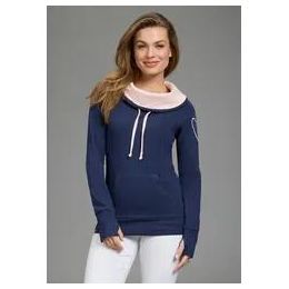 Longsweatshirt Kangaroos, Damen, Gr. 40/42, blau (marine, rosa), Sweatware, Obermaterial: 100% Baumwolle. Futter: 100% Baumwolle, bedruckt, figurbetont, Rundhals, B&uuml;ndchen mit Daumenl&ouml;chern, Sweatshirts, figurbetonter Schnitt, mit stylischem Logodruck