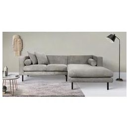 Ecksofa Home Affaire "Lillibeth L-Form Designsofa, Ma&szlig;e B/T/H: 240/173/83 cm", grau (taupe), B:240cm H:83cm T:173cm, 100% Polyester, Sofas, Ecksofa, Zierkissen als Wendekissen, in Samtoptik oder Cord