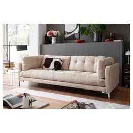 3-Sitzer TRENDS BY HG "Landau", beige (cream), B:228cm H:75cm T:92cm, Baumwoll - Polyester Mix, Sofas, in Cord-Stoff mit Metallfu&szlig;