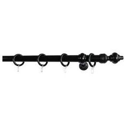 Gardinenstange Garesa "STANDARD", schwarz, L:430cm &Oslash;:28mm, Holzwerkstoff, Kunststoff, Gardinenstangen, Vorhanggarnitur, Kunststoff, verl&auml;ngerbar, mit Ringe/2 Lauf Gleiter