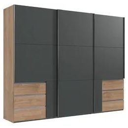 Schwebet&uuml;renschrank wimex "Level by fresh to go", grau (plankeneichefarben, graphit), B:300cm H:236cm T:65cm, Schr&auml;nke, Schwebet&uuml;renschrank