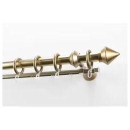 Gardinenstange Garesa "Palmi", gold (mattmessingfarben), L:240cm &Oslash;:28mm, Kunststoff, Stahl, Gardinenstangen, Vorhanggarnitur, Kunststoff, verl&auml;ngerbar, mit Ringe/2 Lauf Gleiter