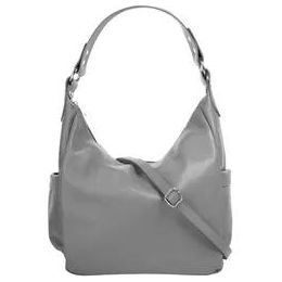 Shopper Samantha Look, Damen, Gr. B/H/T: 35cm x 25cm x 10cm onesize, grau, Leder, unifarben, Taschen Shopper, echt Leder, Made in Italy