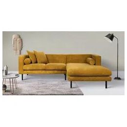 Ecksofa Home Affaire "Lillibeth L-Form Designsofa, Ma&szlig;e B/T/H: 240/173/83 cm", gelb (safran), B:240cm H:83cm T:173cm, 100% Polyester, Sofas, Ecksofa, Zierkissen als Wendekissen, in Samtoptik oder Cord