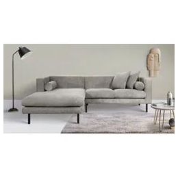 Ecksofa Home Affaire "Lillibeth L-Form Designsofa, Ma&szlig;e B/T/H: 240/173/83 cm", grau (taupe), B:240cm H:83cm T:173cm, 100% Polyester, Sofas, Ecksofa, Zierkissen als Wendekissen, in Samtoptik oder Cord