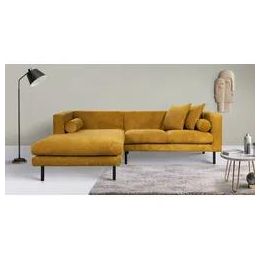 Ecksofa Home Affaire "Lillibeth L-Form Designsofa, Ma&szlig;e B/T/H: 240/173/83 cm", gelb (safran), B:240cm H:83cm T:173cm, 100% Polyester, Sofas, Ecksofa, Zierkissen als Wendekissen, in Samtoptik oder Cord