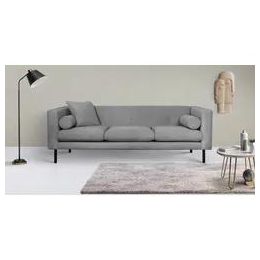 3-Sitzer Home Affaire "Lillibeth Designsofa mit Wellenunterfederung, Ma&szlig;e B/T/H: 218/74/83 cm", grau, B:218cm H:83cm T:74cm, 100% Polyester, Sofas, Zierkissen als Wendekissen, Bezug Samtoptik oder Cord