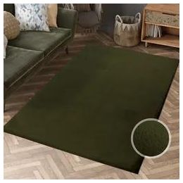 Hochflor-Teppich Carpet City "TOPIA 400", gr&uuml;n (basil), B:200cm H:21mm L:290cm, Polyester, Teppiche, Kunstfell-Teppich mit Kaninchenfell-Optik, Haptik, Schlafzimmer