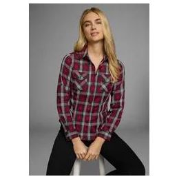 Karobluse Arizona, Damen, Gr. 42, rot (rot, schwarz), Web, Obermaterial: 97% Baumwolle, 3% Elasthan, kariert, sehr figurbetont, krempelbar, Blusen Karobluse, L&auml;ssiger-Holzf&auml;ller-Look, Topseller
