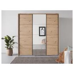 Schwebet&uuml;renschrank Rauch "Kleiderschrank Schrank Garderobe OTELI inkl. 3 Innenschubladen", braun (eiche artisan), B:211cm H:214cm T:68cm, Holzwerkstoff, Schr&auml;nke, Schwebet&uuml;renschrank, inkl. Passepartout optional mit Beleuchtung MADE IN GERMANY