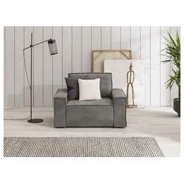 Sessel Home Affaire "SHERWOOD, Love-Seat in 3 Stoffarten verf&uuml;gbar", grau (dunkelgrau), B:120cm H:85cm T:86cm, 100% Polyester, Sessel, Sessel, passend zur Polster-Serie SHERWOOD