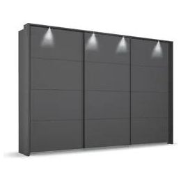 Schwebet&uuml;renschrank Rauch "Kleiderschrank Schrank Garderobe OTELI inkl. 3 Innenschubladen", grau (graumetallic), B:278cm H:233cm T:68cm, Holzwerkstoff, Schr&auml;nke, Schwebet&uuml;renschrank, inkl. Passepartout optional mit Beleuchtung
