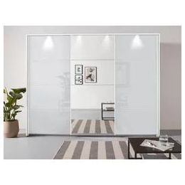 Schwebet&uuml;renschrank Rauch "Kleiderschrank Schrank Garderobe OTELI inkl. 3 Innenschubladen", wei&szlig; (wei&szlig;, hochglanz wei&szlig;), B:278cm H:233cm T:68cm, Holzwerkstoff, Schr&auml;nke, Schwebet&uuml;renschrank, mit Mittelspiegel und Passepartout optional mit Beleuchtung