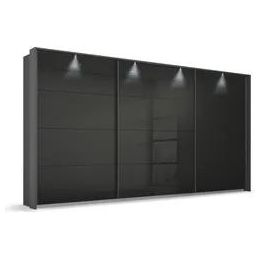 Schwebet&uuml;renschrank Rauch "Kleiderschrank Schrank Garderobe OTELI inkl. 3 Innenschubladen", grau (graumetallic, effektgrau hochglanz), B:368cm H:214cm T:68cm, Holzwerkstoff, Schr&auml;nke, Schwebet&uuml;renschrank, inkl. Passepartout optional mit Beleuchtung