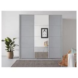 Schwebet&uuml;renschrank Rauch "Kleiderschrank Schrank Garderobe OTELI inkl. 3 Innenschubladen", grau (seidengrau), B:211cm H:214cm T:68cm, Holzwerkstoff, Schr&auml;nke, Schwebet&uuml;renschrank, mit Mittelspiegel und Passepartout optional mit Beleuchtung