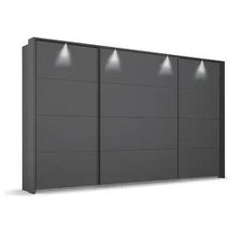 Schwebet&uuml;renschrank Rauch "Kleiderschrank Schrank Garderobe OTELI inkl. 3 Innenschubladen", grau (graumetallic), B:323cm H:214cm T:68cm, Holzwerkstoff, Schr&auml;nke, Schwebet&uuml;renschrank, inkl. Passepartout optional mit Beleuchtung