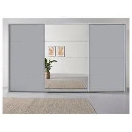 Schwebet&uuml;renschrank Rauch "Kleiderschrank Schrank Garderobe OTELI inkl. 3 Innenschubladen", grau (seidengrau), B:368cm H:214cm T:68cm, Holzwerkstoff, Schr&auml;nke, Schwebet&uuml;renschrank, mit Mittelspiegel und Passepartout optional mit Beleuchtung