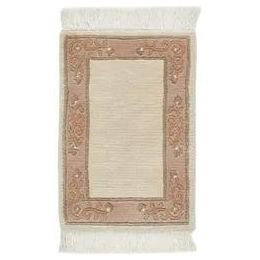 Wollteppich LUXOR living "Giza", beige (creme), B:40cm H:12mm L:60cm, Obermaterial: 100% Wolle, Teppiche, reine Wolle, handgekn&uuml;pft, mit Bord&uuml;re und Fransen