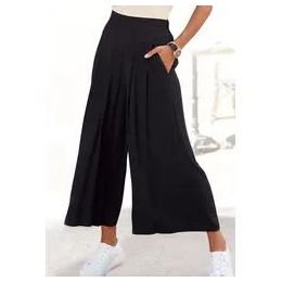 Culotte Lascana, Damen, Gr. 42, N-Gr, schwarz, Web, Obermaterial: 100% Viskose, unifarben, figurumspielend 7/8-L&auml;nge, Hosen Culotte, mit Taschen weites Bein, luftige Viskose, sommerlich, modisch, Topseller