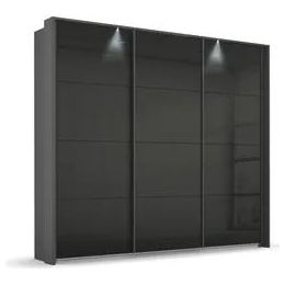 Schwebet&uuml;renschrank Rauch "Kleiderschrank Schrank Garderobe OTELI inkl. 3 Innenschubladen", grau (graumetallic, effektgrau hochglanz), B:211cm H:214cm T:68cm, Holzwerkstoff, Schr&auml;nke, Schwebet&uuml;renschrank, inkl. Passepartout optional mit Beleuchtung