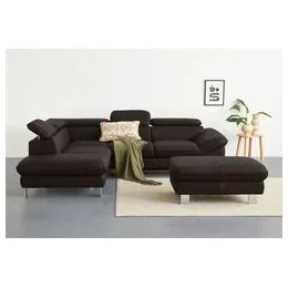 Ecksofa COTTA "Driver L-Form", braun, B:268cm H:73cm T:214cm, Kunstleder SOFTLUX;LEDER BEEFY (ein abgedecktes Spalt-Rindsleder) im Sitz und R&uuml;cken (Korpus in Kunstleder);Luxus-Kunstleder;Leder Pampas (echtes Rindsleder) im Sitz und R&uuml;cken (R&uuml;ckseite mit Spannstoff bezogen), Sofas, Ecksofa, mit Kopfteilverstellung, wahlweise mit Bettfunktion & Bettkasten