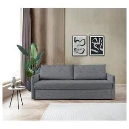 Schlafsofa Bali "Pisa", blau (blaugrau), B:222cm H:93cm T:98cm, 100% PES, Sofas, Schlafsofa, mit 3 Matratzenarten, Lattenrost, stabiles Untergestell