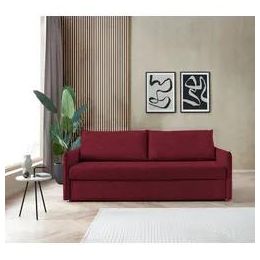 Schlafsofa Bali "Pisa", rot, B:222cm H:93cm T:98cm, 100% PES, Sofas, Schlafsofa, mit 3 Matratzenarten, Lattenrost, stabiles Untergestell