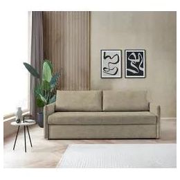 Schlafsofa Bali "Pisa", braun (hellbraun), B:222cm H:93cm T:98cm, 100% PES, Sofas, Schlafsofa, mit 3 Matratzenarten, Lattenrost, stabiles Untergestell