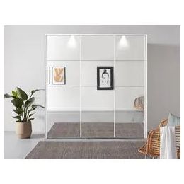 Schwebet&uuml;renschrank Rauch "Kleiderschrank Schrank Garderobe OTELI inkl. 3 Innenschubladen", wei&szlig;, B:211cm H:214cm T:68cm, Holzwerkstoff, Schr&auml;nke, Schwebet&uuml;renschrank, mit Spiegelfront und Passepartout optional mit Beleuchtung