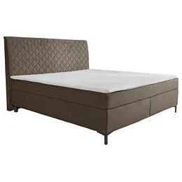 Boxspringbett Alina "Petro", braun (braungrau dmo, dmk 159), B:182cm L:215cm, Samt DMO (100% Polyester);Samt DMK (100% Polyester), Komplettbetten, Boxspringbett, inklusive Matratze und Topper, in diversen Ausf&uuml;hrungen