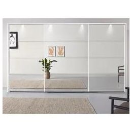 Schwebet&uuml;renschrank Rauch "Kleiderschrank Schrank Garderobe OTELI inkl. 3 Innenschubladen", wei&szlig;, B:368cm H:233cm T:68cm, Holzwerkstoff, Schr&auml;nke, Schwebet&uuml;renschrank, mit Spiegelfront und Passepartout optional mit Beleuchtung