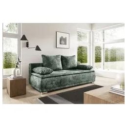 Schlafsofa WERK2 "Biggi komfortabel & elegant, Schlaffunktion, Bettkasten, Breite 206 cm", gr&uuml;n, B:206cm H:88cm T:91cm, 100% Polyester, Sofas, Schlafsofa, inkl. losen Kissen, Boucl&eacute; APHRODITE, Gr&uuml;n
