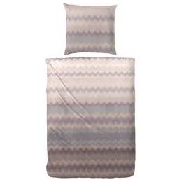 Bettw&auml;sche Primera "Edelflanell-Bettw&auml;sche Zick Zack", braun (braun, grau), B/L: 135cm x 200cm, 1 Stk., 1 Stk., Edel-K&ouml;per-Flanell, B/L: 80cm x 80cm, 2 Stk., Edel-K&ouml;per-Flanell, Obermaterial: 100% Baumwolle, Bettw&auml;sche, Bettw&auml;sche, mit einer spannenden Optik