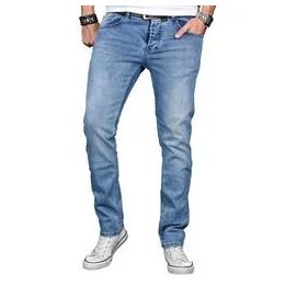 Slim-fit-Jeans Alessandro Salvarini "ASLuca", Herren, Gr. W30L34, L&auml;nge 34, blau (as048), Denim/Jeans, Obermaterial: 98% Baumwolle, 2% Elasthan, Destroyed-Effekte, leichte Abriebeffekte, slim fit, Jeans Slim-fit-Jeans, Stretch mit Elasthan