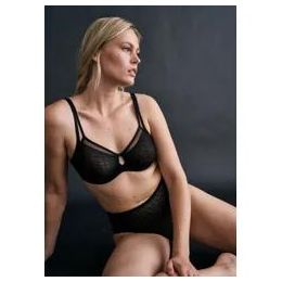Minimizer-BH Triumph "Signature Sheer", Damen, Gr. 90, Cup E, schwarz, T&uuml;ll, Obermaterial: 59% Polyamid, 41% Elasthan, bestickt, leicht transparent, unifarben, BHs Minimizer-BH, verkleinert die Brust optisch um eine Cup-Gr&ouml;&szlig;e, Spitze