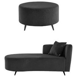 Recamiere Home Affaire "Hulby", schwarz, B:182cm H:82cm T:90cm, 95% Polyester, 5% Polyacryl, Sofas, Recamiere, wahlweise mit und ohne Hocker und Armlehne links oder rechts