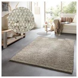 Wollteppich Theko "Alm-Gl&uuml;ck", beige (sand multi), B:140cm H:12mm L:200cm, Schurwolle, Teppiche, reine Wolle, meliert, handgewebt, Wendeteppich, auch als L&auml;ufer