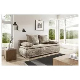 Schlafsofa WERK2 "Biggi komfortabel & elegant, Schlaffunktion, Bettkasten, Breite 206 cm", braun (beige, braun), B:206cm H:88cm T:91cm, 100% Polyester, Sofas, Schlafsofa, inkl. losen Kissen, Boucl&eacute; APHRODITE, Beige-Braun