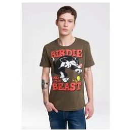 T-Shirt logoshirt "Looney Tunes &ndash; Sylvester & Tweety", Herren, Gr. M, gr&uuml;n (olivgr&uuml;n, gr&uuml;n), 100% Baumwolle, unifarben, normal, Rundhals, Shirts T-Shirt, mit coolem Print