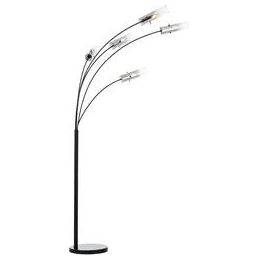 Brilliant Stehlampe "Glasini", schwarz (schwarz matt, rauchglas), 5, H: 200cm, 1 Stk., Leuchten, 200 x 30 x 73 cm, 5 x E14, Metall/Rauchglas, matt schwarz, Stehlampe