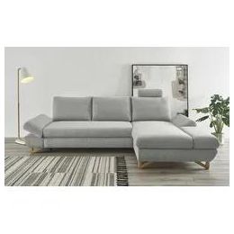 Schlafsofa Home Affaire "City/Giron", silber (silberfarben), B:284cm H:104cm T:166cm, 100% PES;Schwer entflammbar (BS 5852-0/ EN 1021-1);Gramatur 370g/ qm +/- 5%, Sofas, Schlafsofa, komfortable Bettfunktion (Liegefl&auml;che 245 x 138 cm), sowie Bettkasten