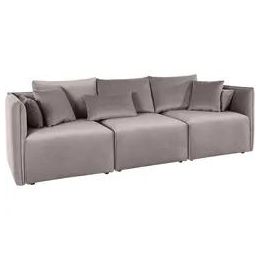 3-Sitzer OTTO HOME "N&ouml;re", grau (hellgrau), B:262cm H:74cm T:90cm, Samtoptik (100% Polyester), Sofas, 3 Teile, in vielen Bezugsqualit&auml;ten und Farben s. auch "N&ouml;re"