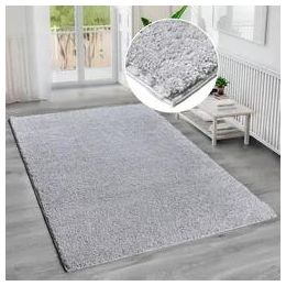 Hochflor-Teppich Bruno Banani "Shaggy Soft" Gr. 5, grau (hellgrau), B:200cm H:30mm L:200cm, Kunstfaser, Teppiche, gewebt, Uni Farben, besonders weich und kuschelig, Kundenliebling